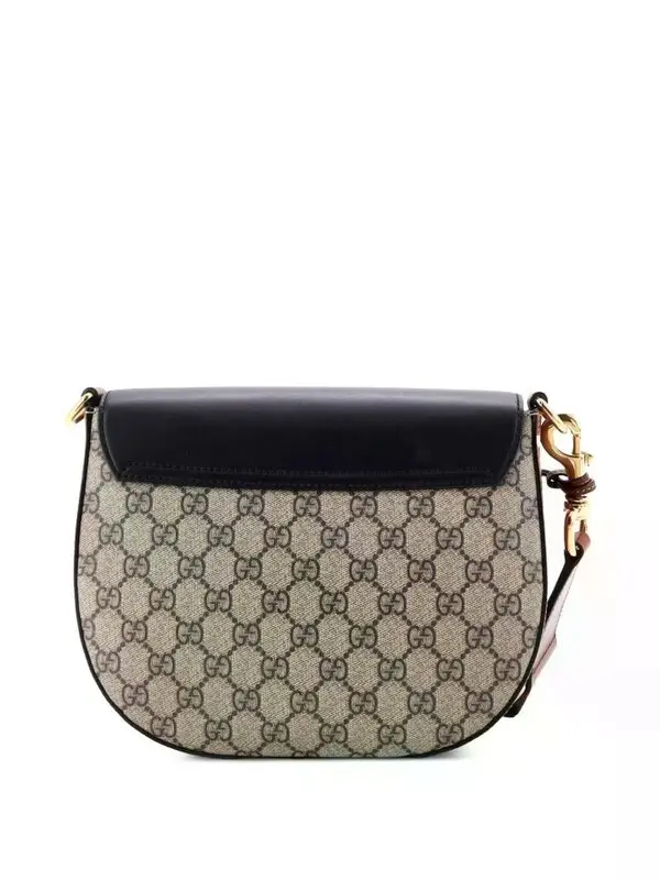 Gucci Padlock Saddle Shoulder Bag Gg Coated Canvas And Leather Medium Crossbody Bag - Black