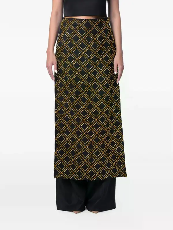 M.MARQUISE Tana Embroidered Wool Maxi Overskirt