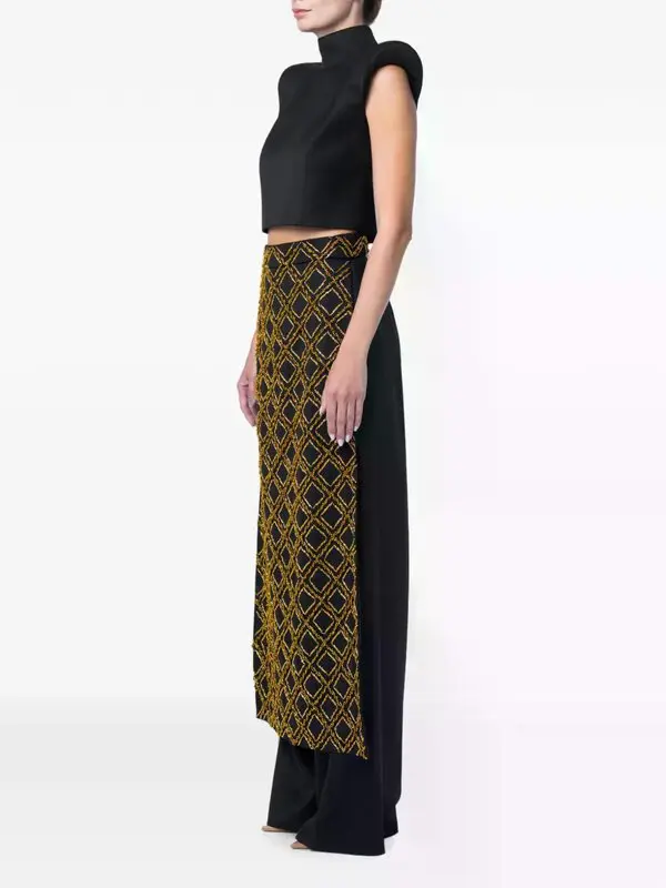 M.MARQUISE Tana Embroidered Wool Maxi Overskirt