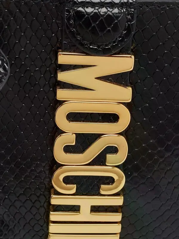 Moschino Plaque Snake-effect Clutch Bag