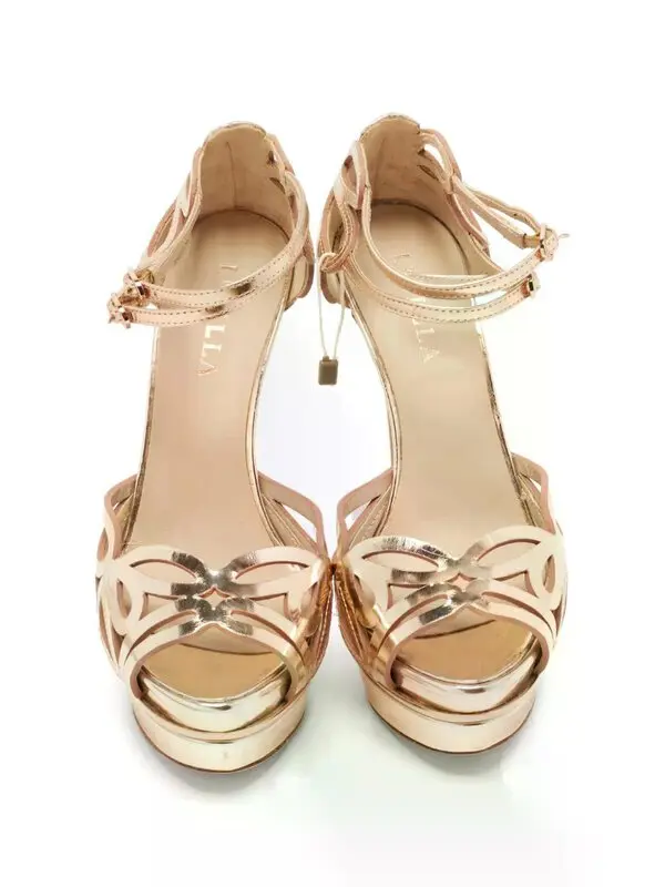 LE SILLA Metallic Leather Cut-out Ankle-strap Platform Stiletto Sandals