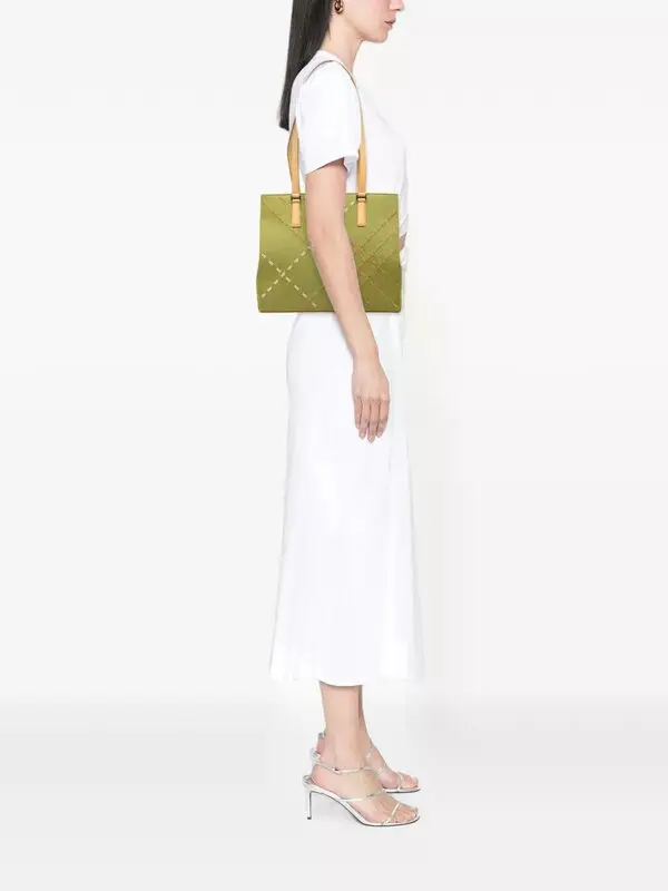 Burberry 2000-2017 Stitched Supernova Check Canvas Tote Bag