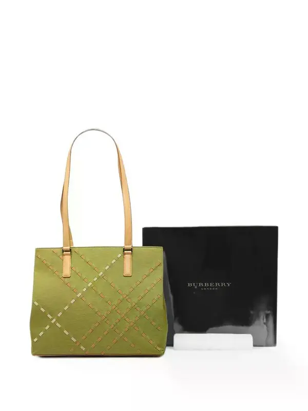 Burberry 2000-2017 Stitched Supernova Check Canvas Tote Bag