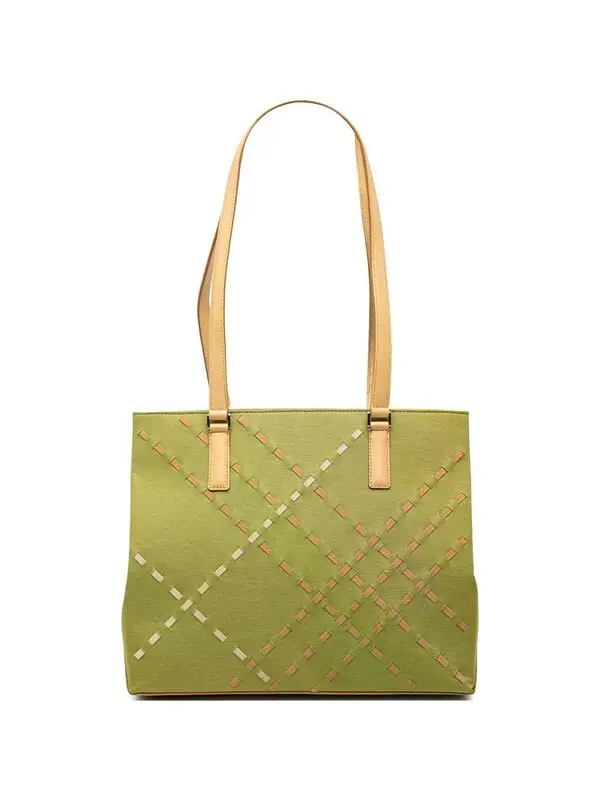 Burberry 2000-2017 Stitched Supernova Check Canvas Tote Bag - Green