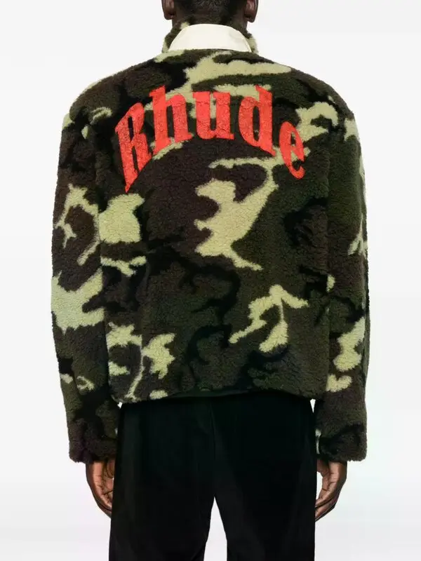 Rhude Camouflage Print Logo Embroidered Jacket - Green