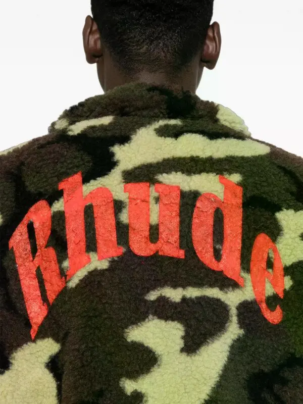Rhude Camouflage Print Logo Embroidered Jacket - Green