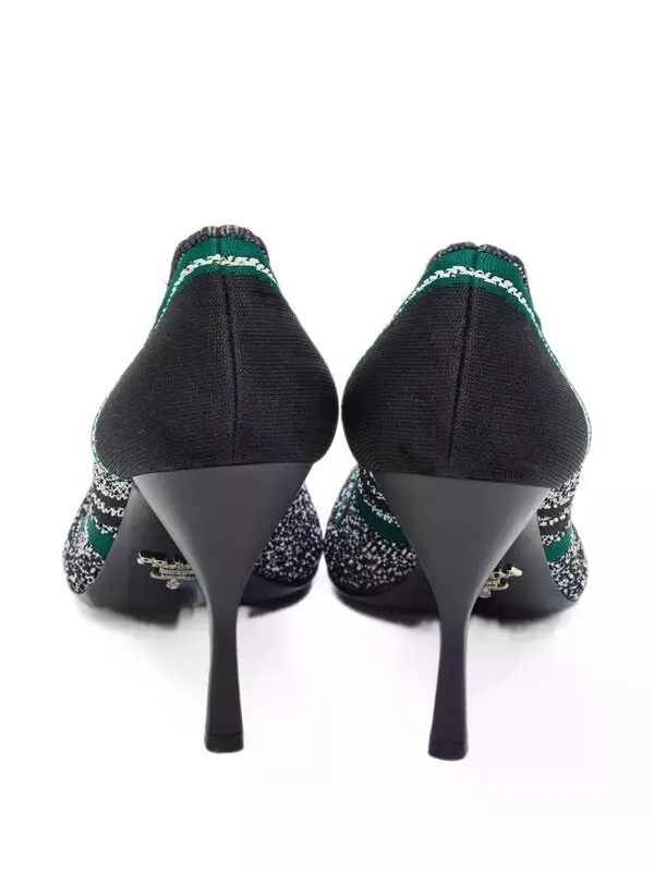 Prada Stretch-knit Graphic Pattern Pointed Toe Stiletto Heel Pumps