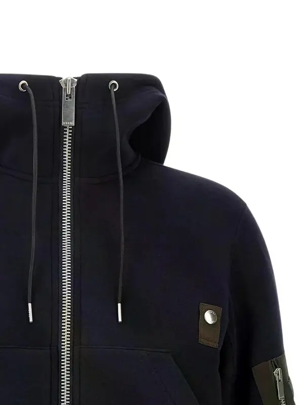 Sacai Sponge Double-layer Hoodie With Drawstring Hood And Two-way Zip Fastening