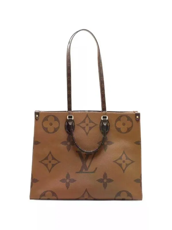 LOUIS VUITTON 2019 Monogram Reverse Giant Onthego Gm Satchel - Brown