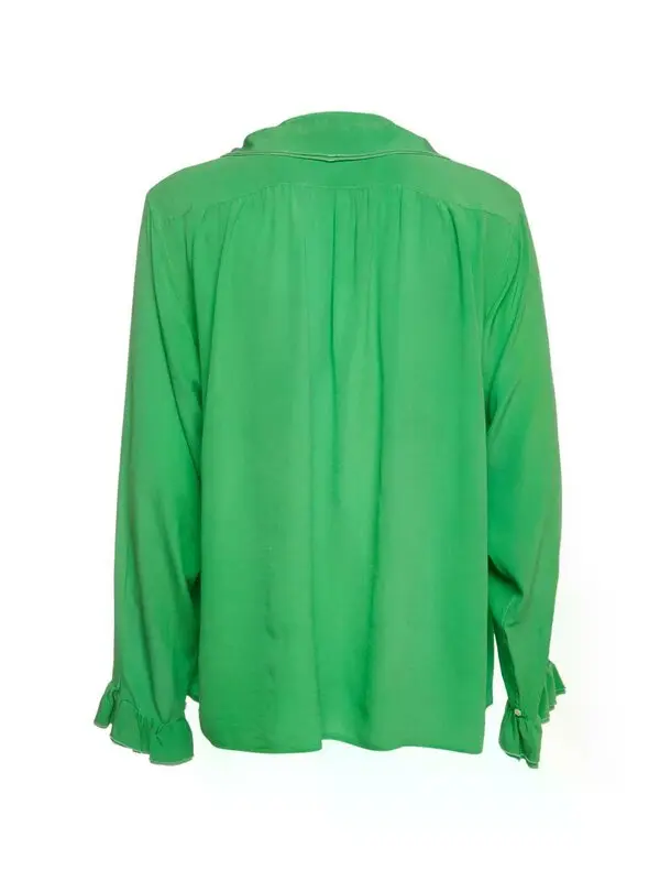 Victoria Beckham Crepe Ruffled Long Sleeve Blouse