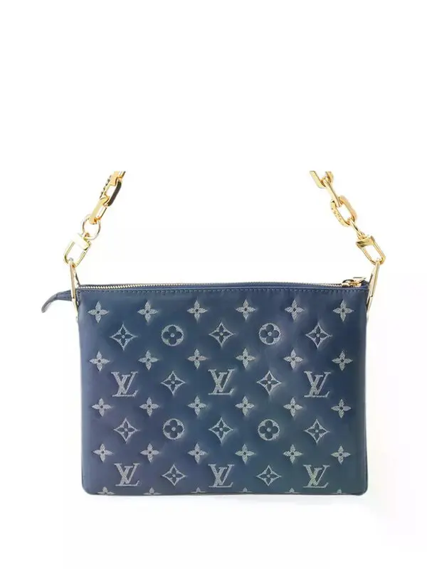 LOUIS VUITTON 2021-2026 Monogram Embossed Denim Lambskin Coussin Pm Satchel - Blue