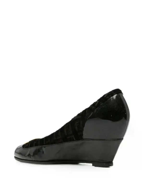 Fendi 1990s Logo-print Wedge Pumps
