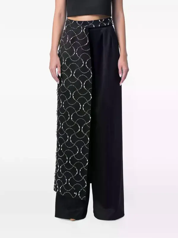 M.MARQUISE Meda Crystal-embellished Wool Maxi Overskirt - Black