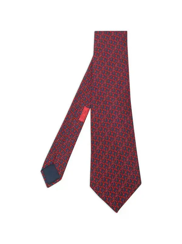 Hermès Patterned Silk Neck Tie - Blue