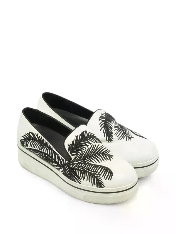 Stella McCartney Embroidered Wedge Heel Slip-on Sneakers