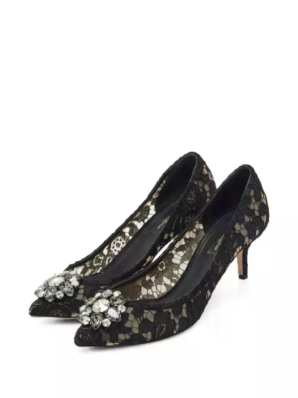 Dolce & Gabbana Bellucci Crystal-embellished Lace Pumps - Black