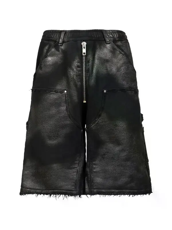 FILTH Waxed-finish Frayed-edge Shorts