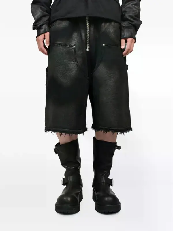 FILTH Waxed-finish Frayed-edge Shorts