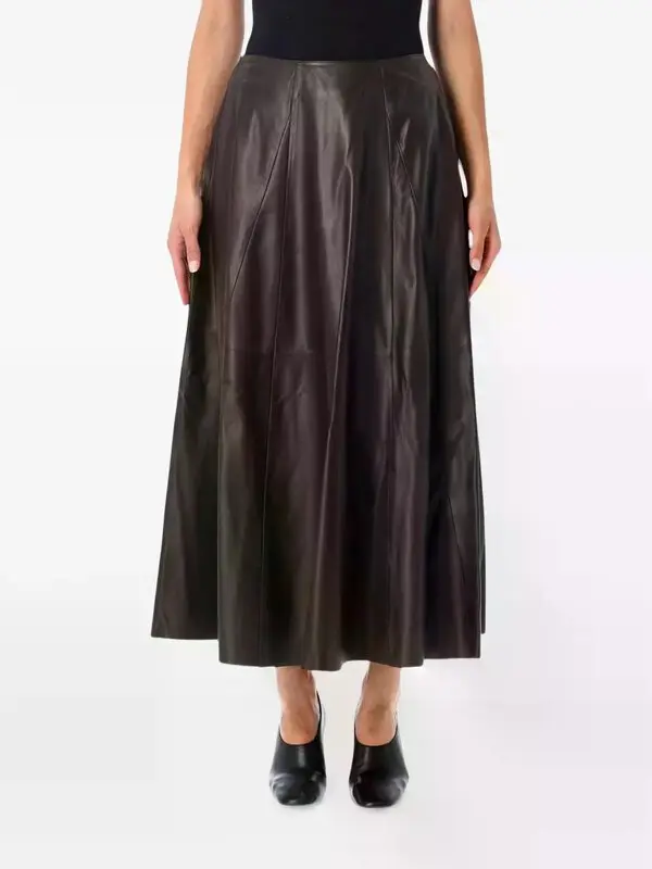ARMA Leather Pleated Midi Skirt