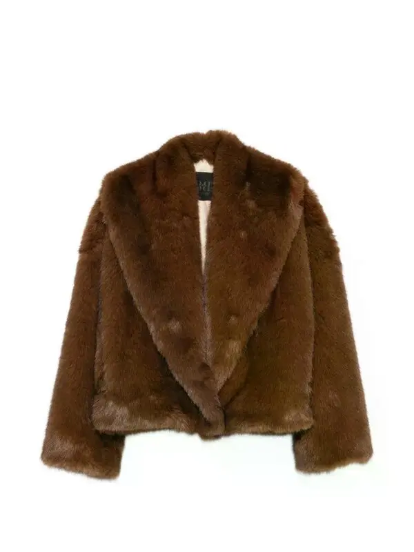 B&B COUTURE Shawl Collar Faux Fur Coat