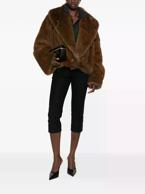 B&B COUTURE Shawl Collar Faux Fur Coat