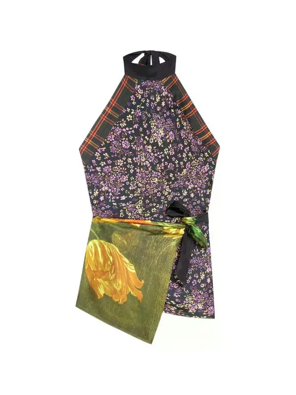 Dries Van Noten Silk Foulard Wrap Top - Black