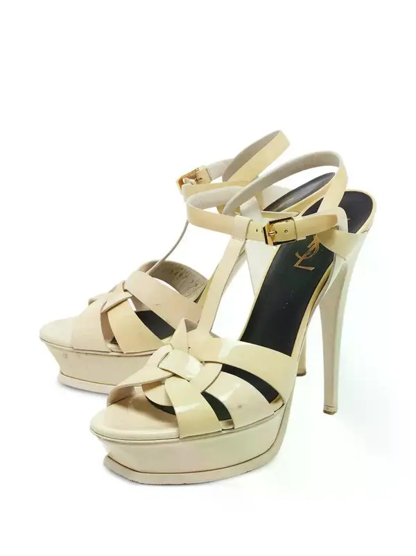 Saint Laurent Tribute Platform Sandals - Neutrals