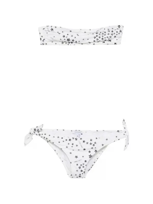 JIMMY CHOO Star Print Bandeau Bikini - White