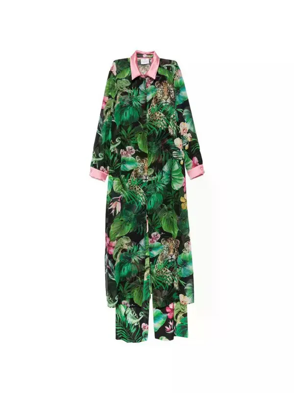 ALESSANDRO LEGORA Jungle Print Silk Jumpsuit - Green