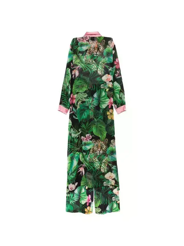ALESSANDRO LEGORA Jungle Print Silk Jumpsuit