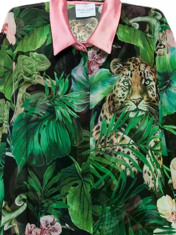 ALESSANDRO LEGORA Jungle Print Silk Jumpsuit