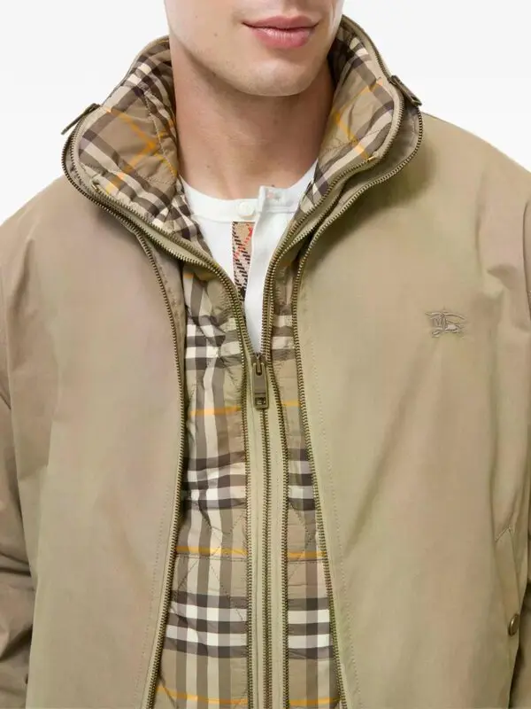 Burberry Cotton Twill Jacket With Detachable House Check Gilet
