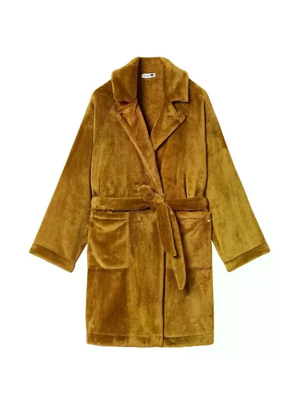 TWINSET Faux Fur Belted Dressing Gown - Yellow