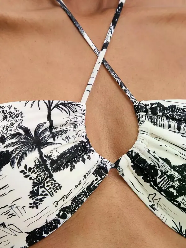 Karl Lagerfeld Scenic-print Halterneck Bikini