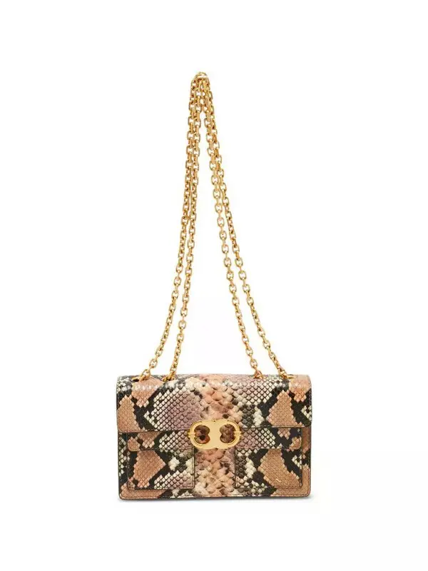 Tory Burch Gemini Python-embossed Shoulder Bag - Neutrals