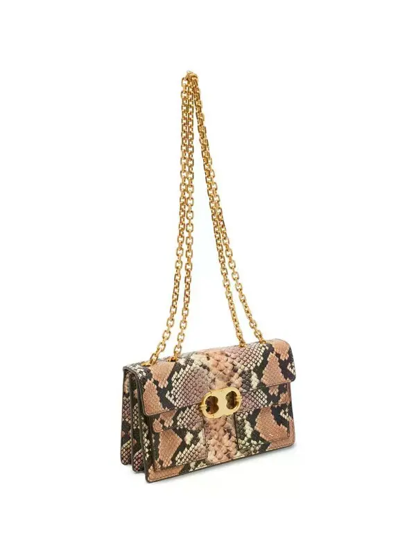 Tory Burch Gemini Python-embossed Shoulder Bag - Neutrals