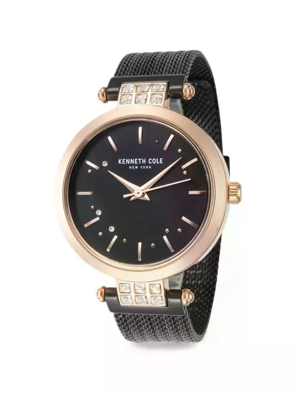 KENNETH COLE Crystal-embellished Mesh 34mm Watch