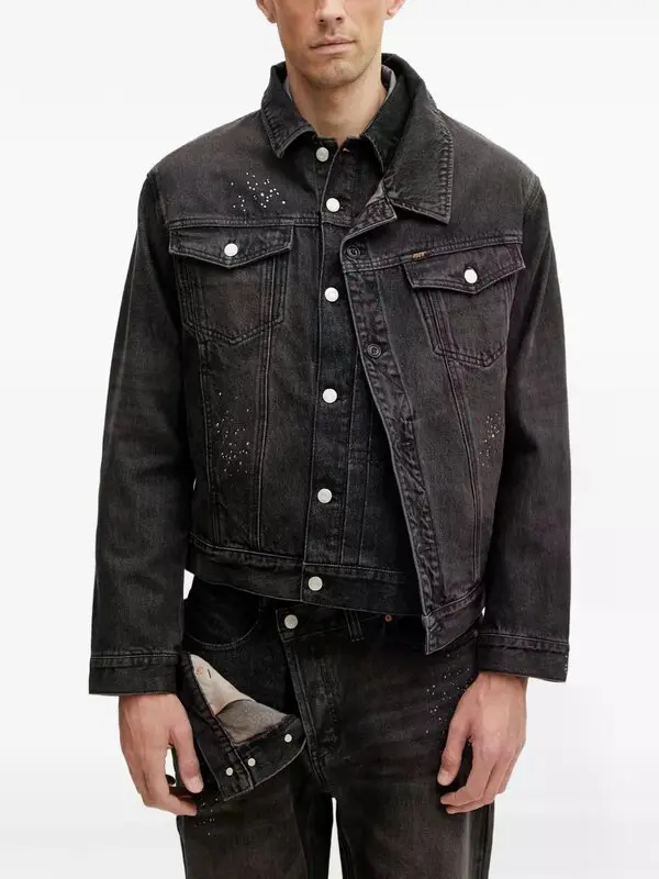 Andersson Bell Crystal-embellished Washed Denim Jacket