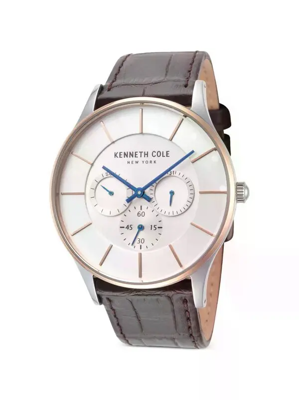 KENNETH COLE Croc-effect Leather Strap Chronograph Watch - White