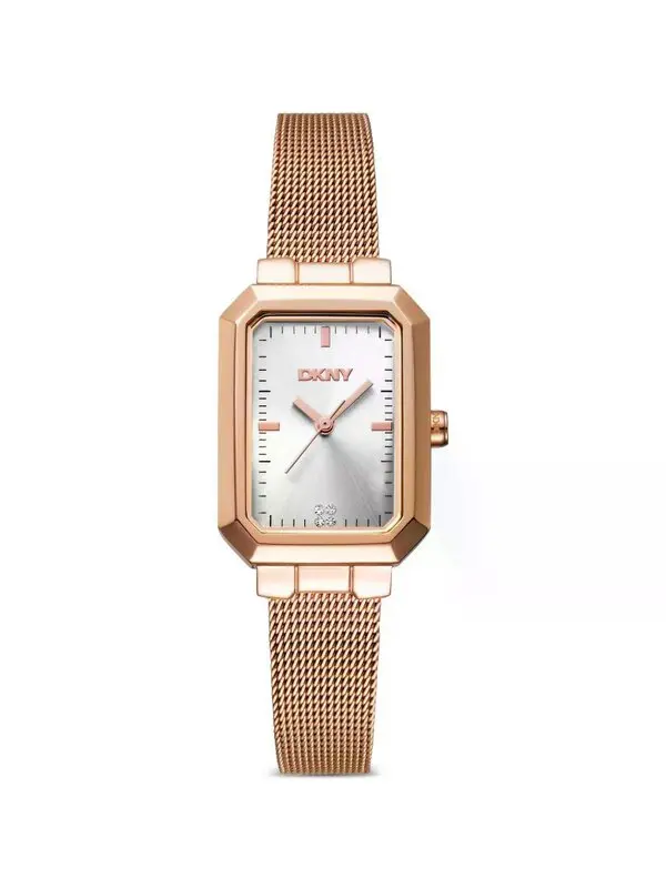 Dkny Rectangular Mesh Watch With Crystal Indices - Silver