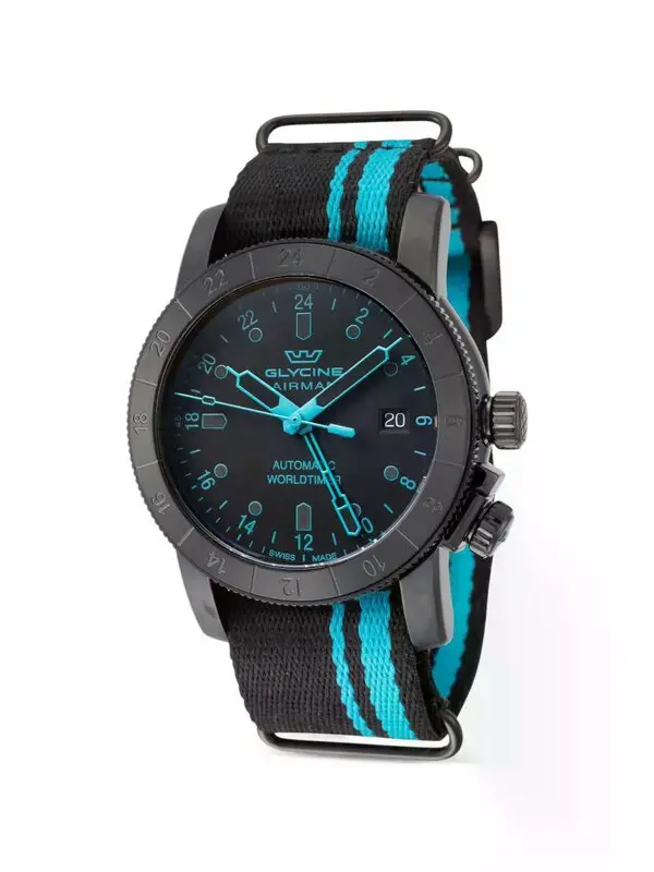 GLYCINE Airman 42mm Watch With Dial And Fabric Strap - Black
