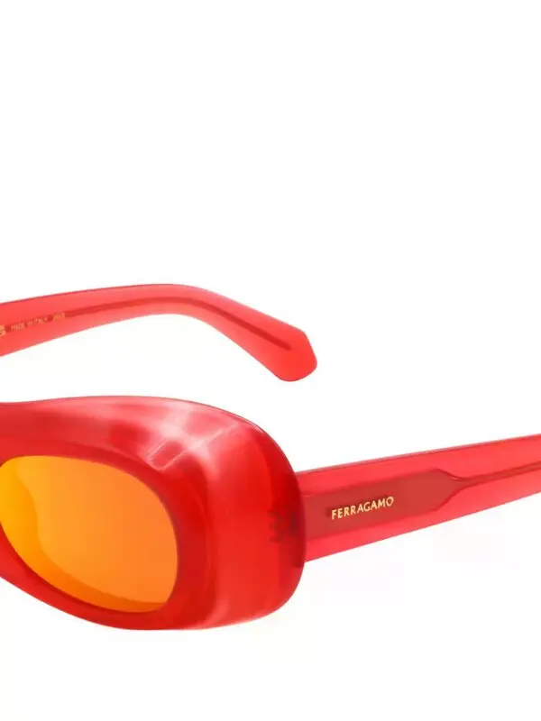 FERRAGAMO Oval Frame Sunglasses - Red
