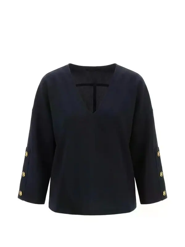 Max Mara V-neck Top With Button Detail - Blue