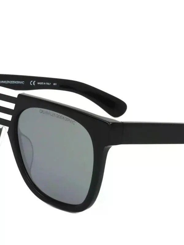 Calvin Klein Striped-bridge Square-frame Sunglasses