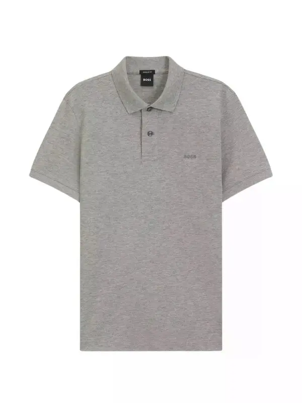 BOSS Pallas Polo Shirt In Cotton-piqué With Embroidered Logo - Grey
