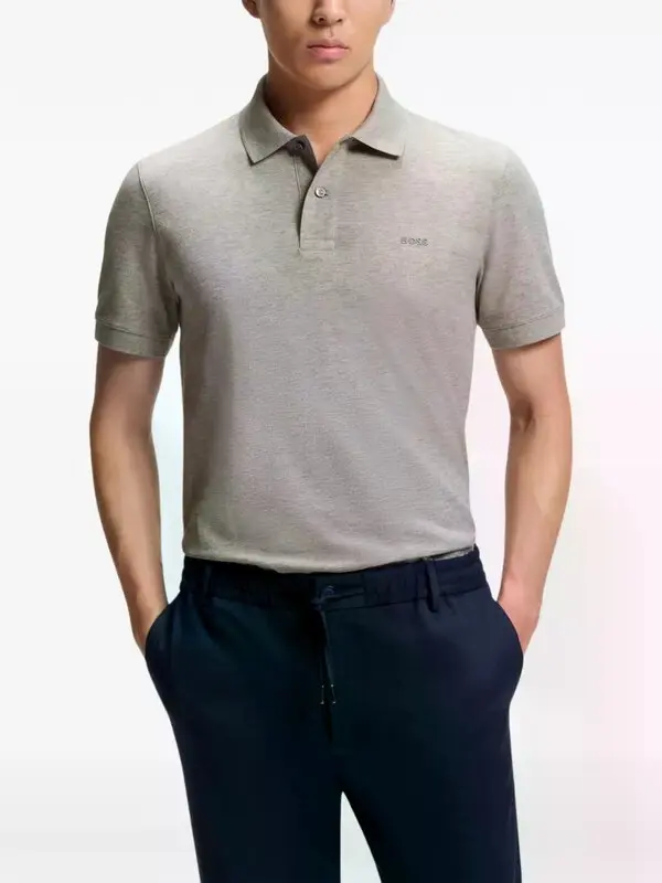 BOSS Pallas Polo Shirt In Cotton-piqué With Embroidered Logo - Grey
