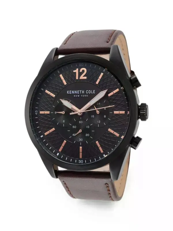 KENNETH COLE Chronograph Leather Strap 48mm Watch