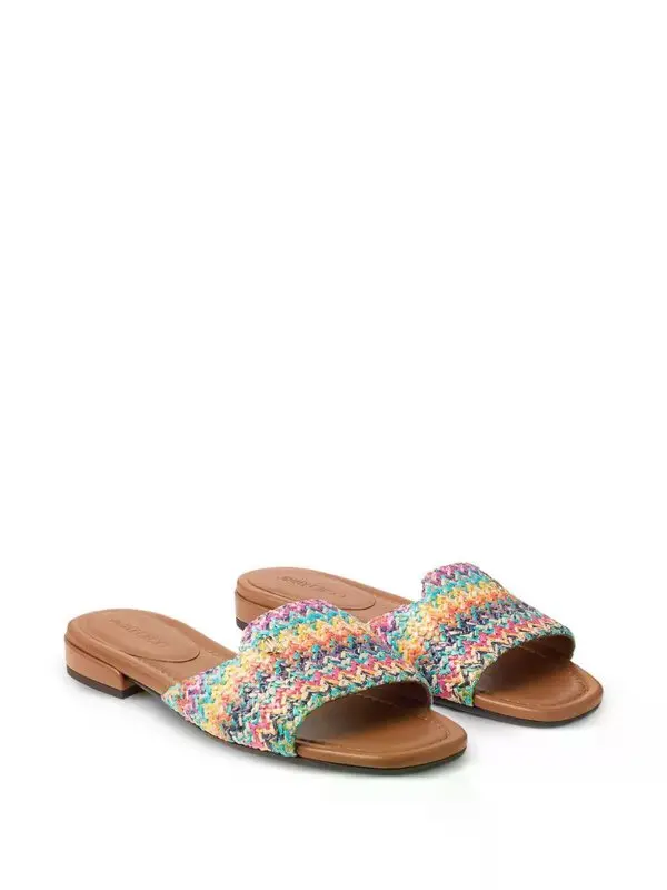 JIMMY CHOO Dina Chevron Raffia Flat Mule Sandals