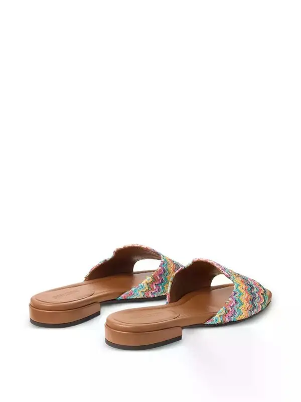 JIMMY CHOO Dina Chevron Raffia Flat Mule Sandals