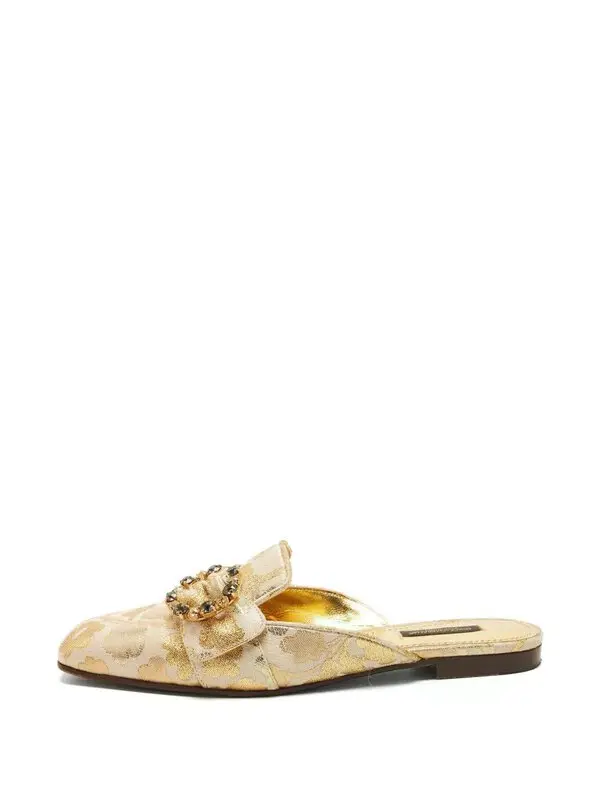 Dolce & Gabbana Flat Mules With Crystal Embellishment